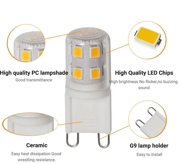 G9 LED Microwave Light Bulbs - 120V 2.5W - 4 Pack - microwavefilter.ca